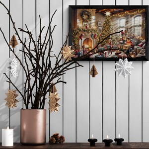 Heartwarming Christmas Morning Scene Framed Poster, Holiday Wall Art ...