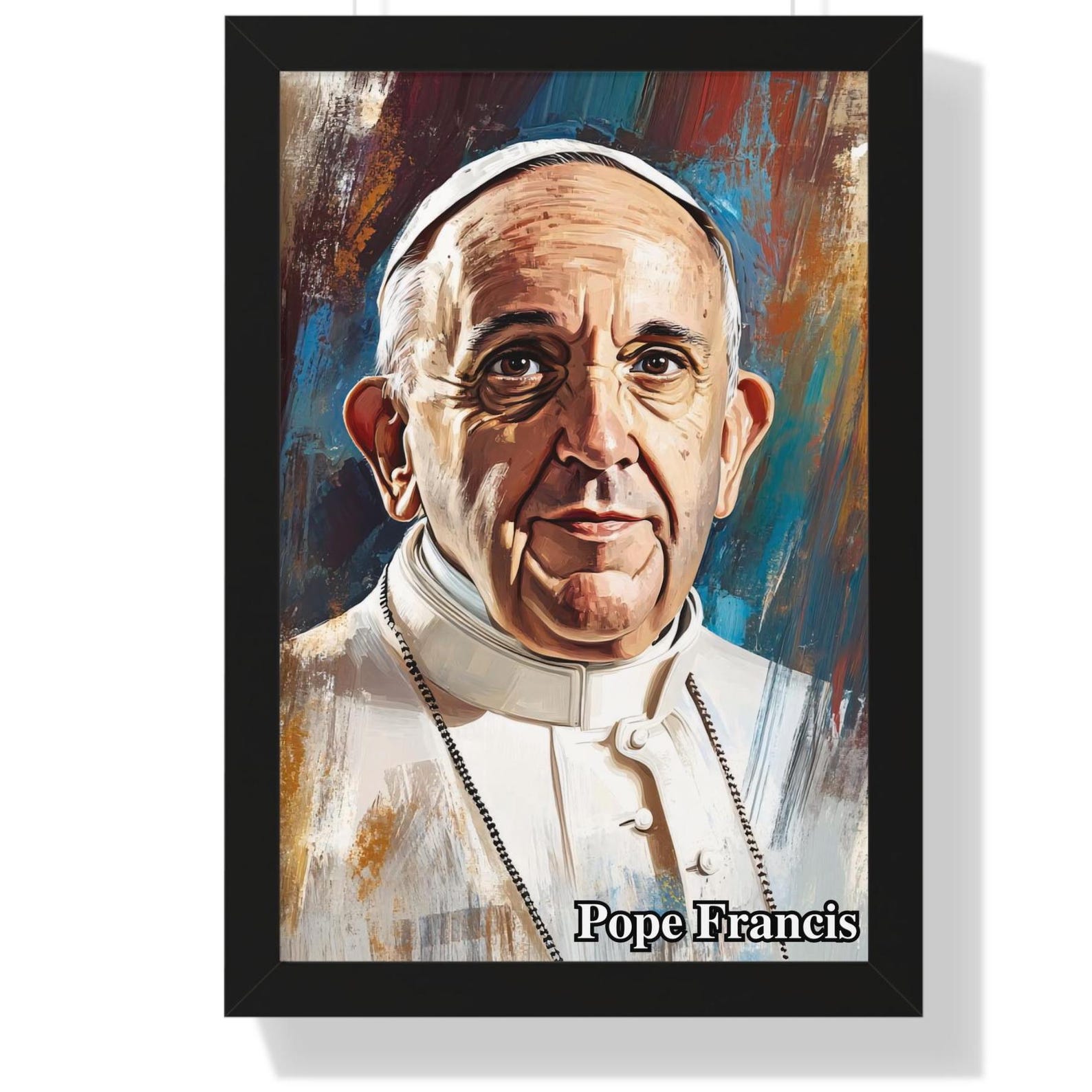 POPE FRANCIS Framed Vertical Poster Art | 3 Colors - White, Black ...