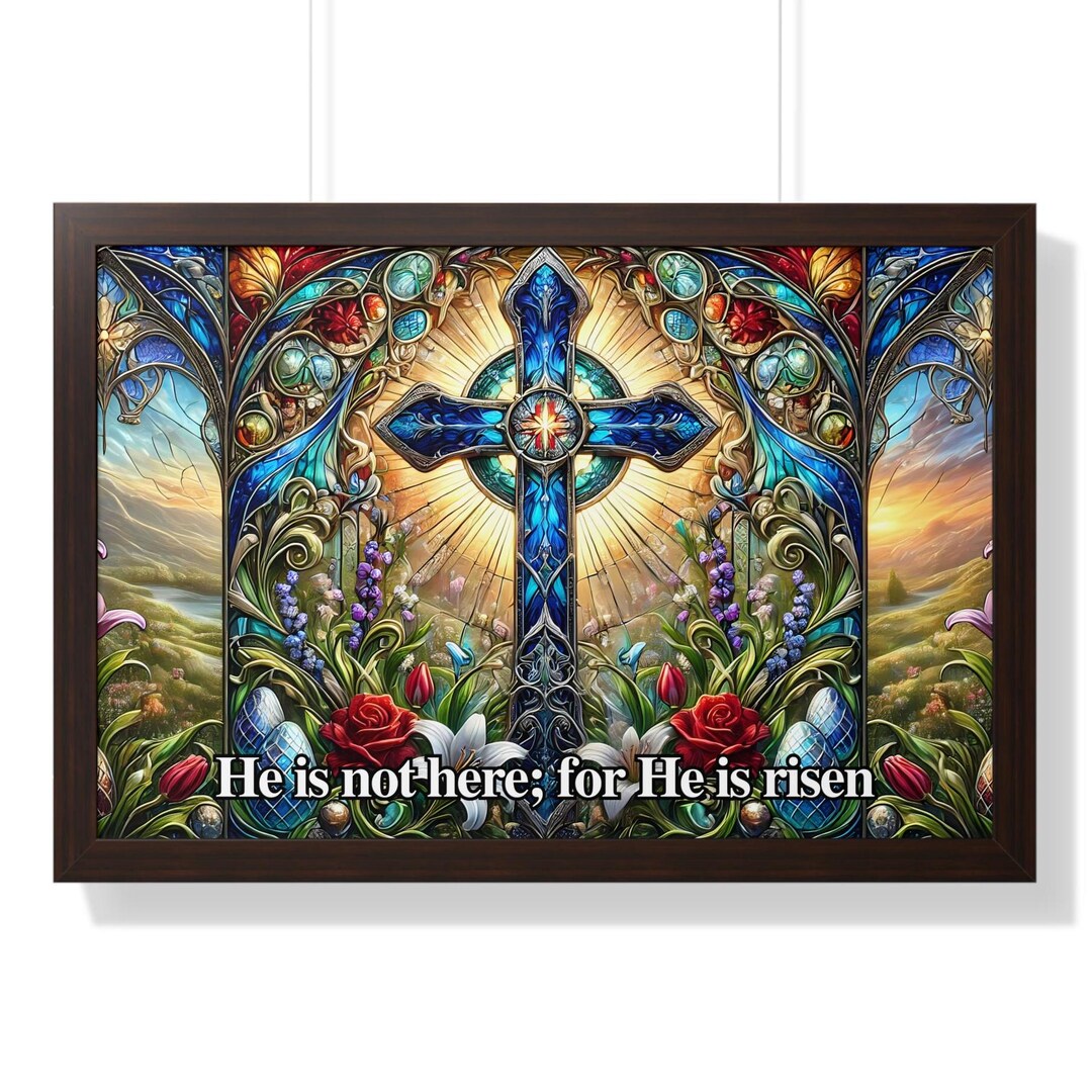 Inspirational Easter Christian Framed Horizontal Poster | "he is Risen ...
