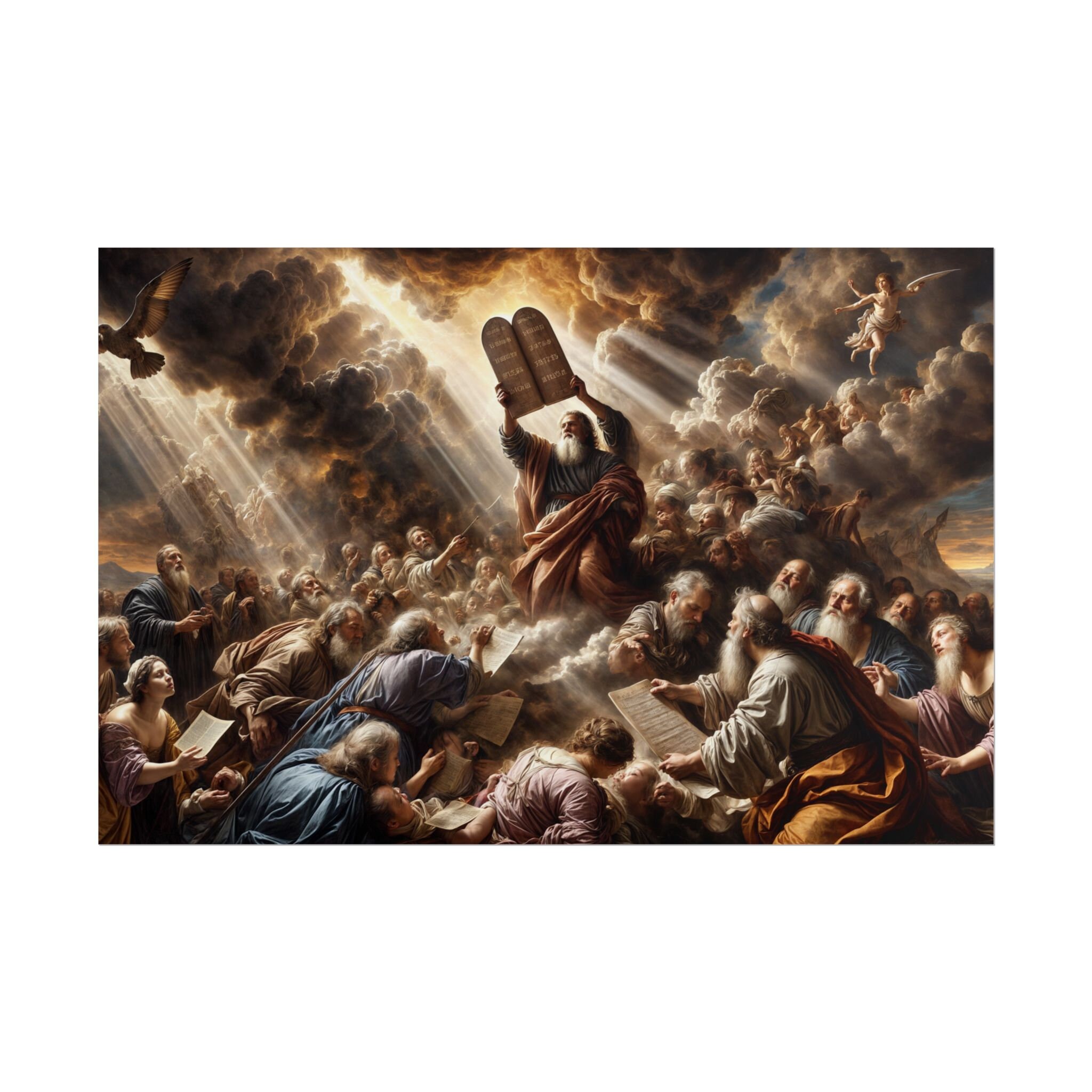 Moses and the Ten Commandments Poster - Biblical Wall Art, High-quality ...
