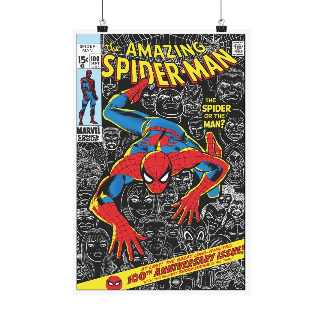 The Amazing Spiderman 100th Anniversary Issue | Satin Poster | Comic ...