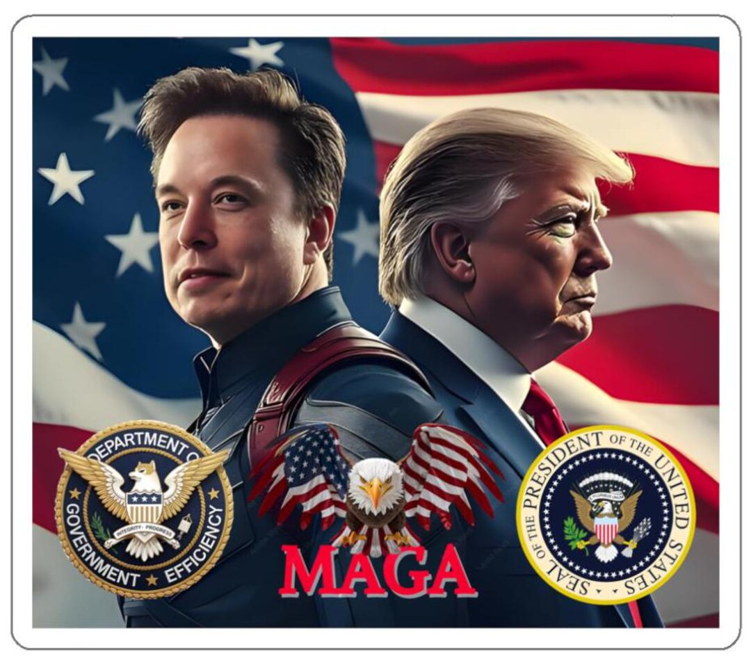 Donald TRUMP, Elon MUSK MAGA Stickers | Unique Gift for Fans of Trump ...