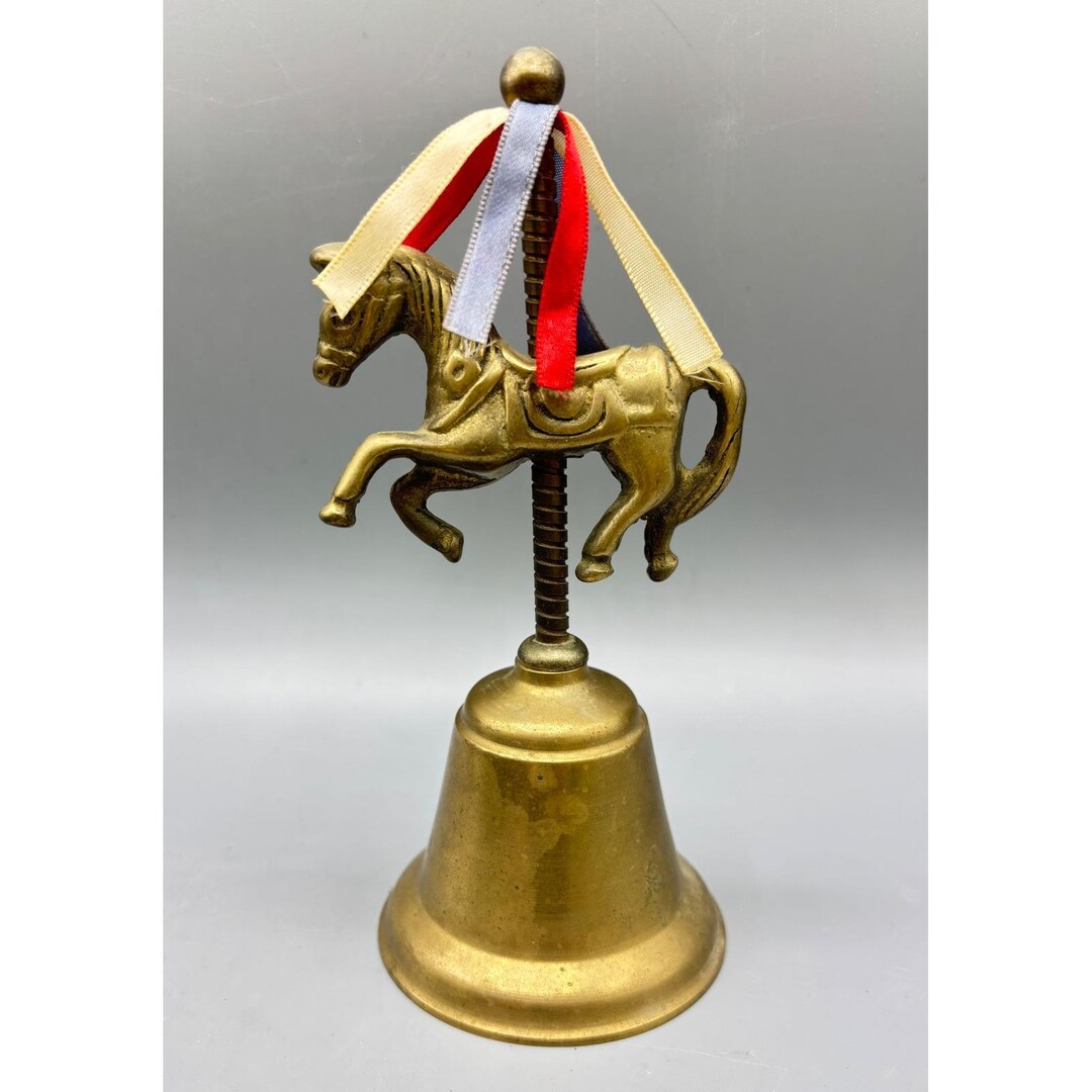 Vintage Brass Carousel Horse Bell Decorative Ornament With Ribbons - Etsy