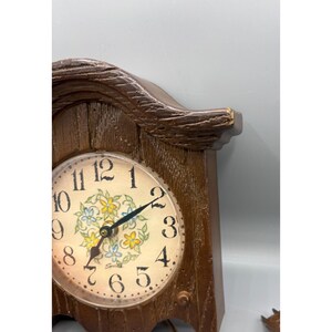 Vtg Spartus Electric Wall Clock With Floral Face Design Faux Wood Retro ...
