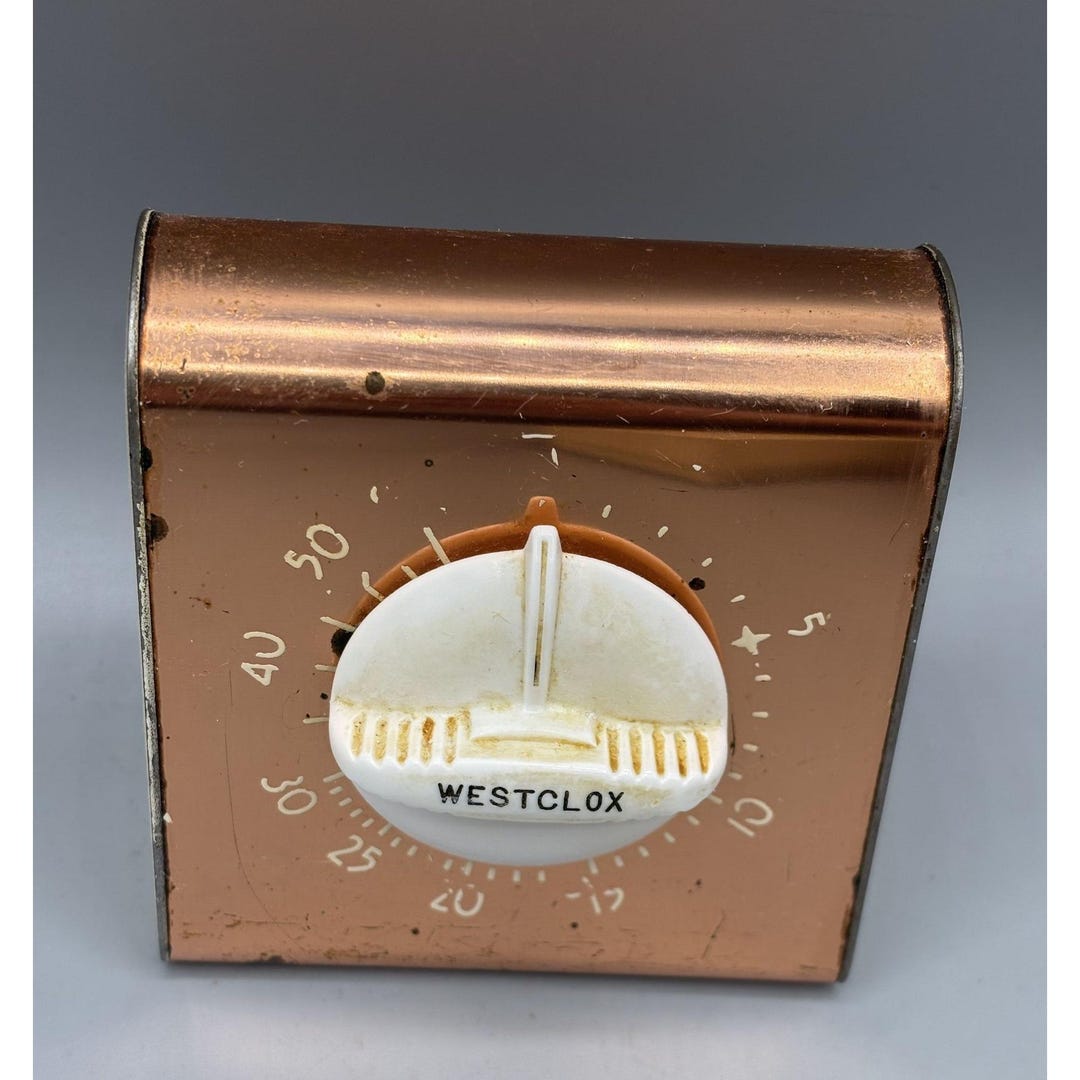 Vtg Westclox Copper Tone Kitchen Timer Mid Century Wall Mountable Retro ...