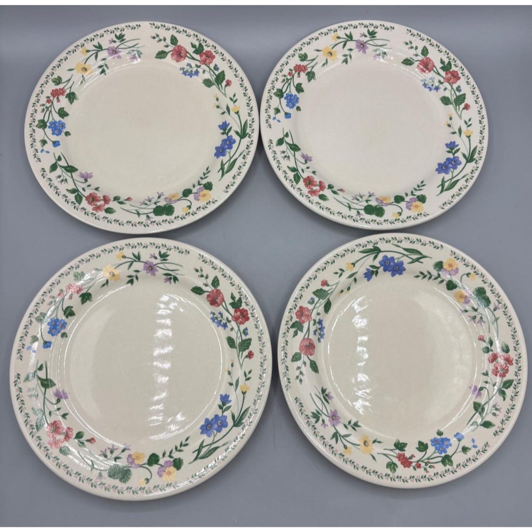 Farberware English Garden Stoneware 4241 Floral Salad Plates Set of 4 ...