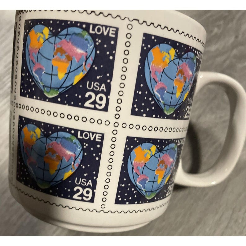 Vintage 90s USPS Love Stamp Coffee Mug, Collectible Papel Cup - Etsy