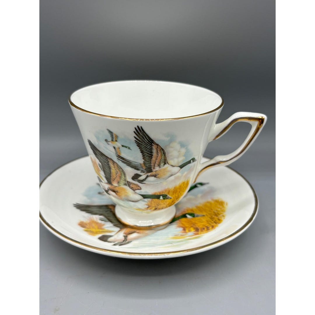 Vtg Royal Tara Bone China Teacup & Saucer Set Flying Duck Ireland - Etsy