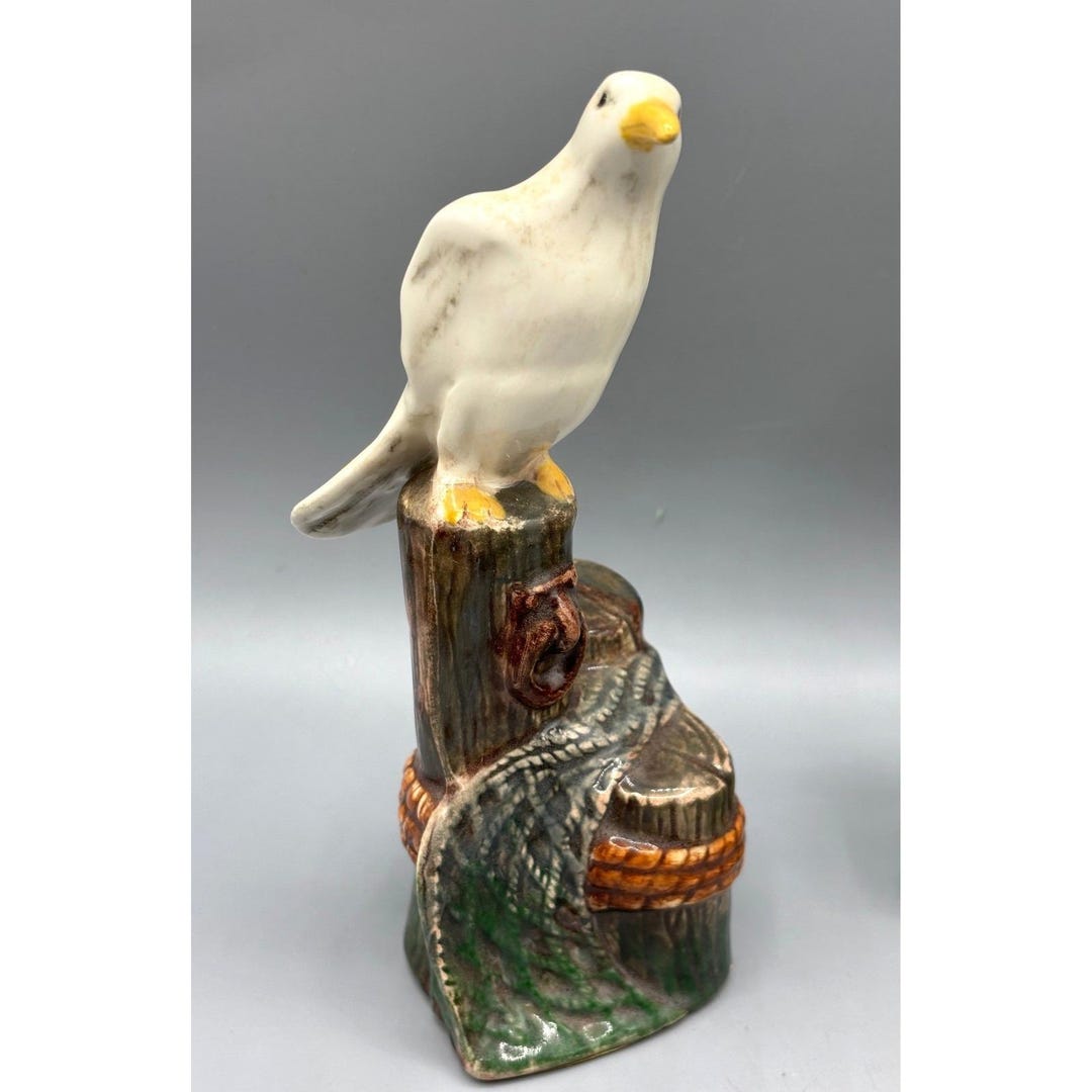 Vintage Ceramic Seagull Bird Perched Post Nautical Seaside Decor ...