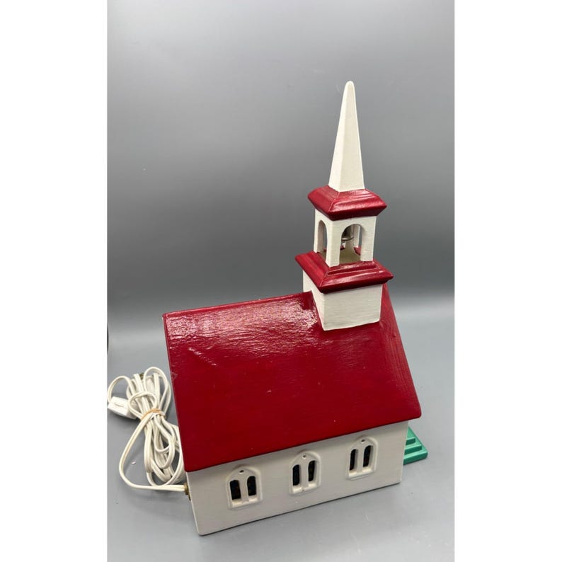 Vtg Ceramic Church Lighted Stained Glass Look Windows Electric - Etsy