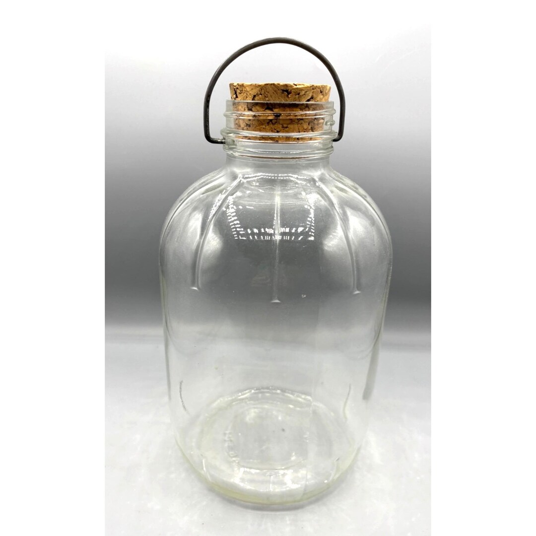 Anchor Clear Glass Jar With Cork Lid Metal Handle Vintage Style 14 96 ...