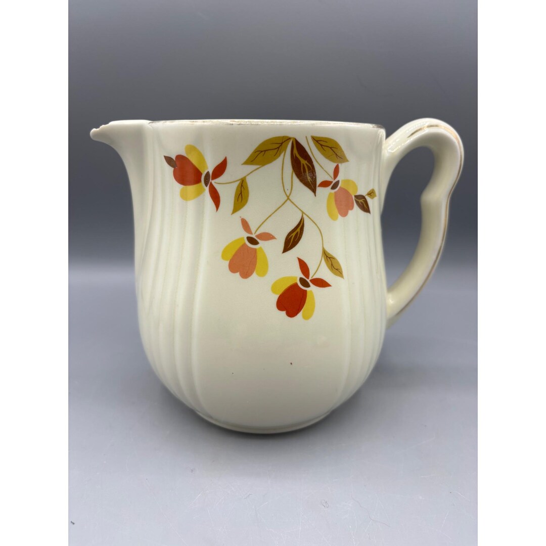Vtg Halls Jewel Creamer Pitcher Floral Autumn Leaf Design 6" Tall ...