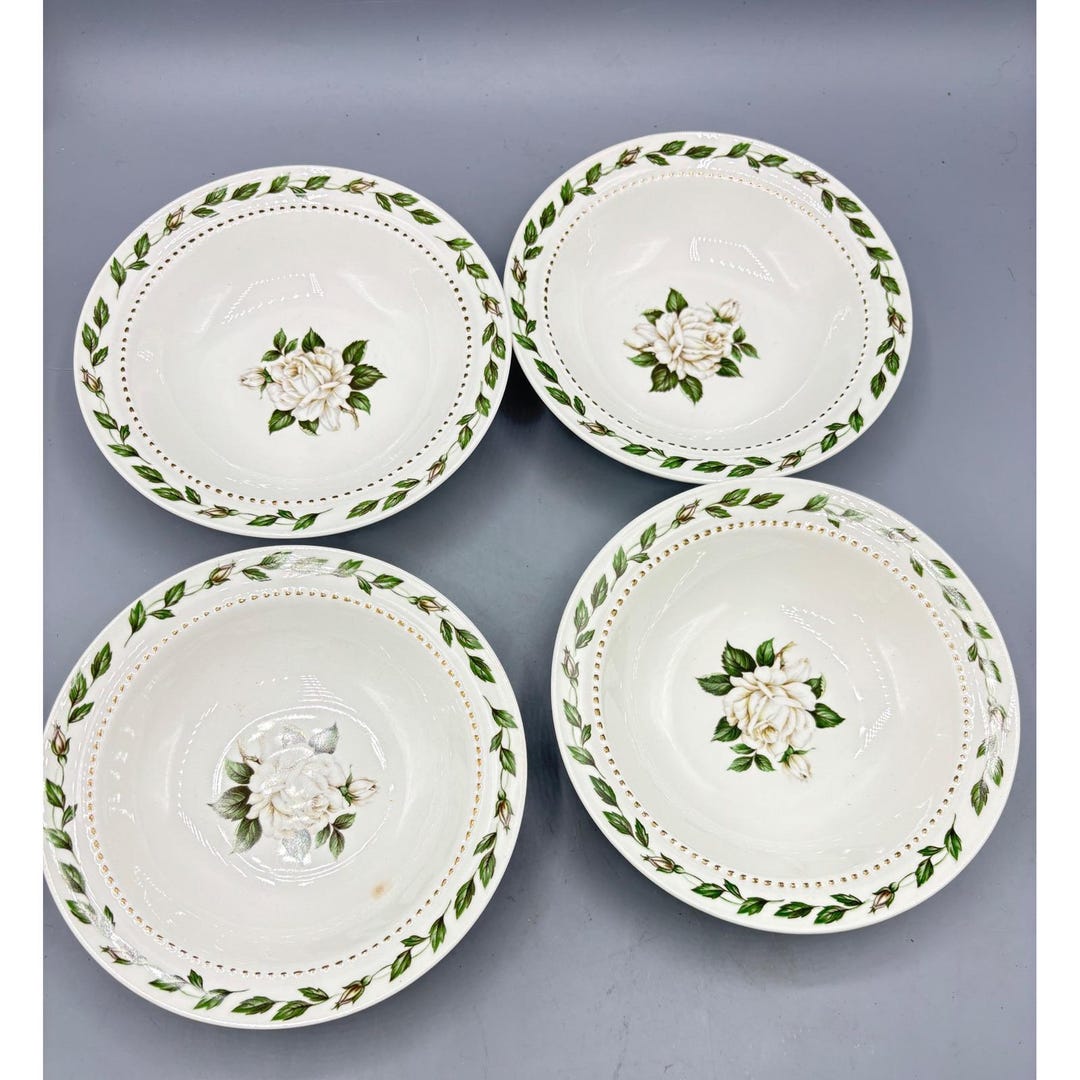 Vtg 4 Pc Superior Hall Cameo Rose Dessert Berry Bowls White Rose - Etsy