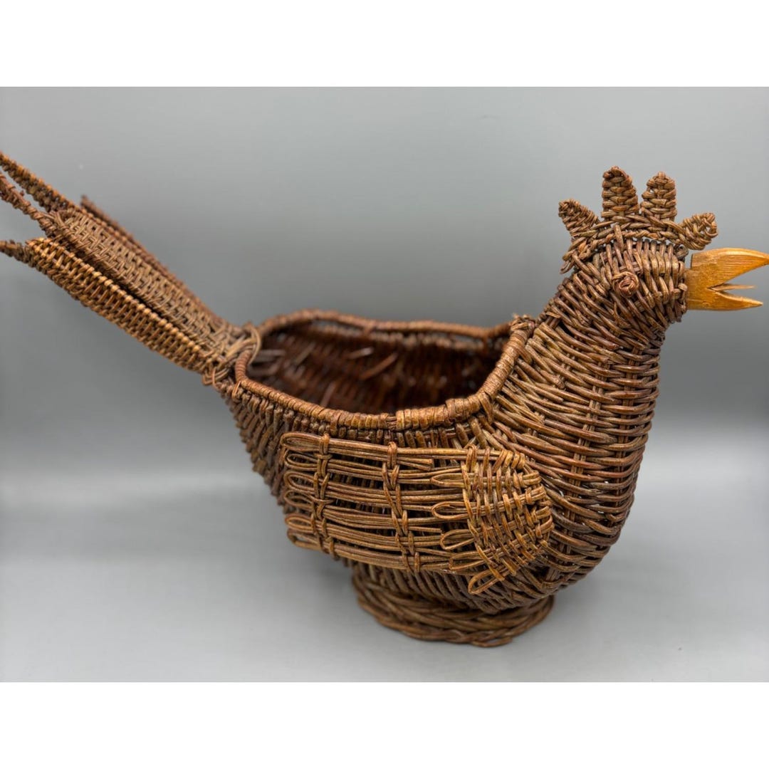 Vtg Wicker Chicken Rooster Basket Decorative Rustic Farmhouse Decor - Etsy
