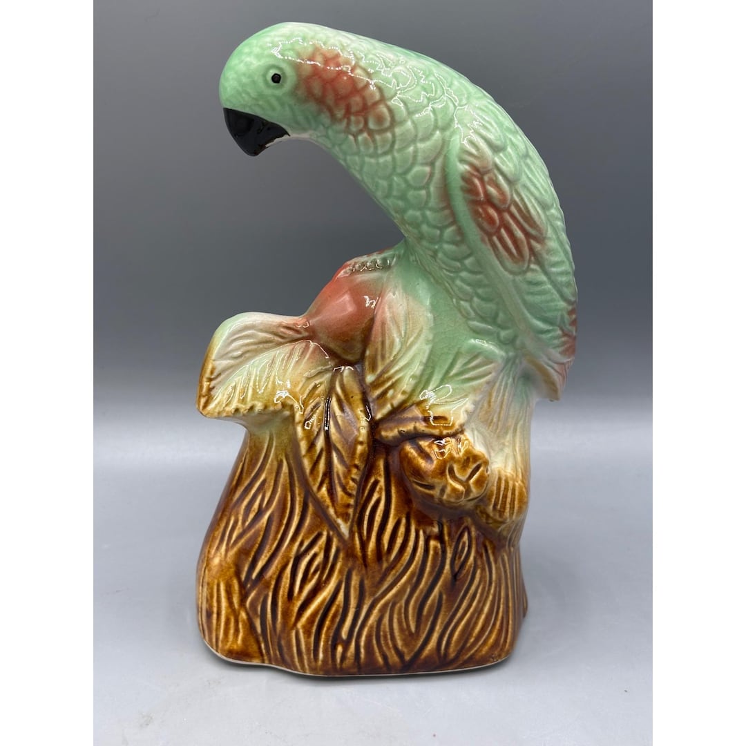 Vintage Ceramic Parrot Figurine 7" Tall Hand-painted Mid-century Decor ...