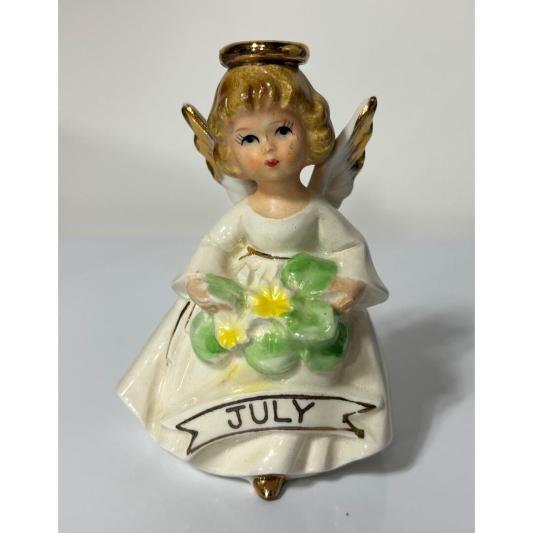 Vtg July Birthday Month Angel Figurine 4" A Price Import Japan - Etsy