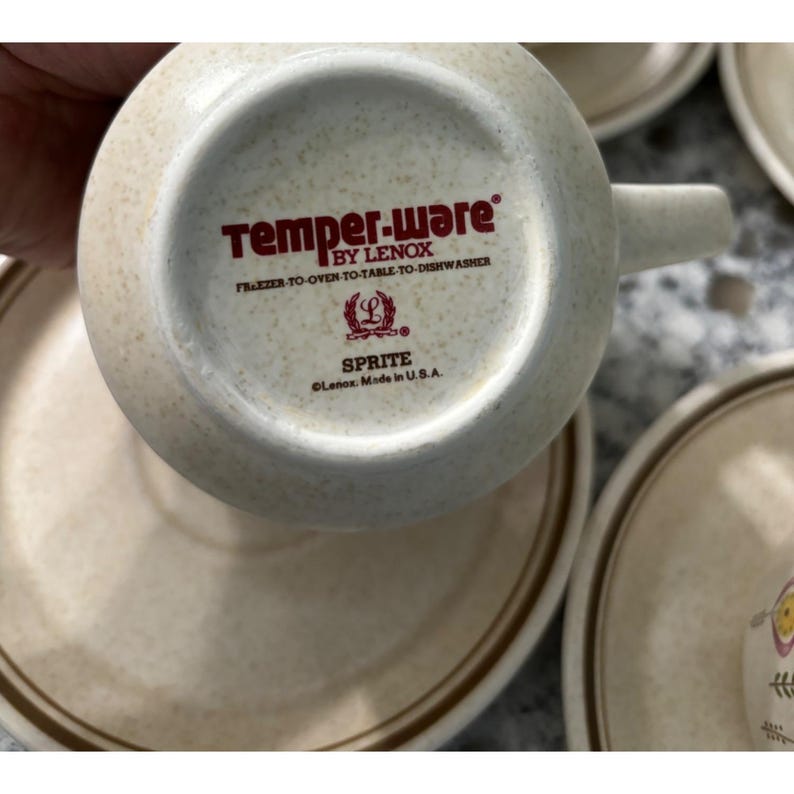 Juego de 6 tazas y platillos Lenox TemperWare "Sprite" vintage con ...
