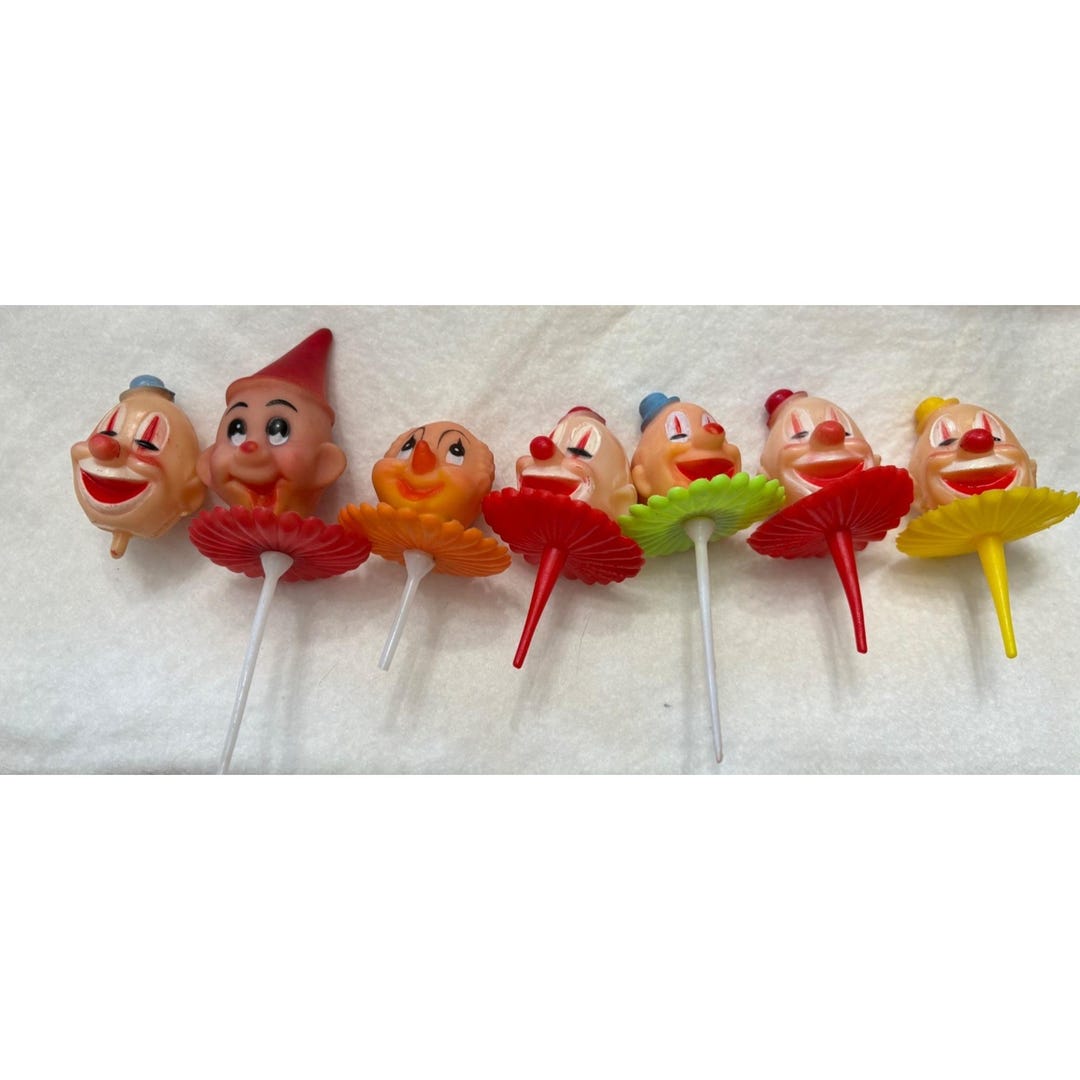 Vtg Clown Cake Toppers Set of 7 Retro Party Decor Cupcake - Etsy