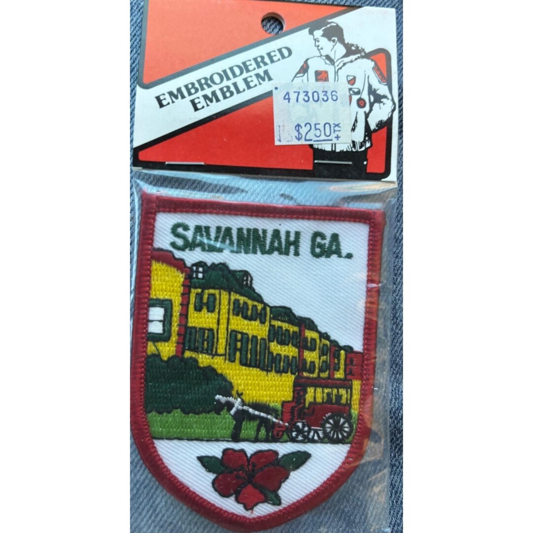 Vintage Savannah GA Embroidered Souvenir Patch Travel Flower Carriage ...