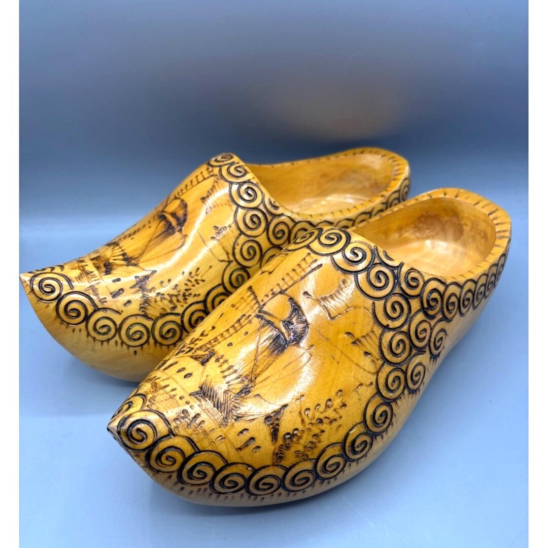 Vintage Dutch Wooden Clogs With Windmill Design Decor Wall Hanging - Etsy