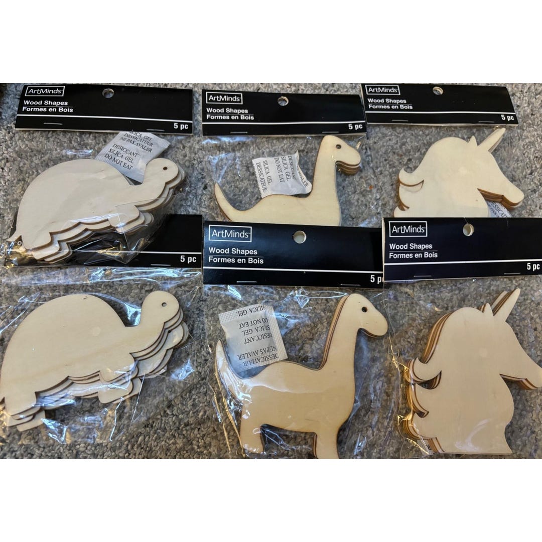 Artminds Wood Animal Shapes 30 Pcs Turtle Dinosaur Unicorn Craft - Etsy