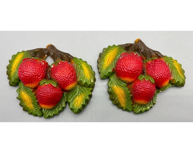 Vtg Chalkware Strawberry Wall Decor Set of 2 Fruit Kitchen Retro - Etsy