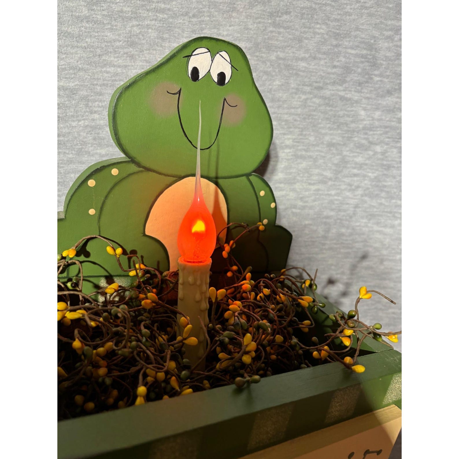 Handmade Wood Frog Welcome Sign Flickering Candle Light Home Decor - Etsy