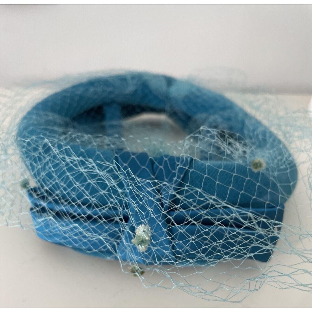 Vintage 1950's Womens Teal Velour Hat With Netting Retro - Etsy