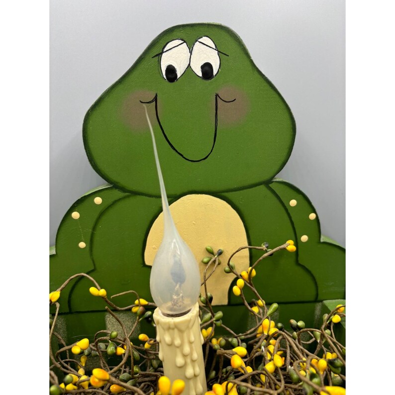 Handmade Wood Frog Welcome Sign Flickering Candle Light Home Decor - Etsy