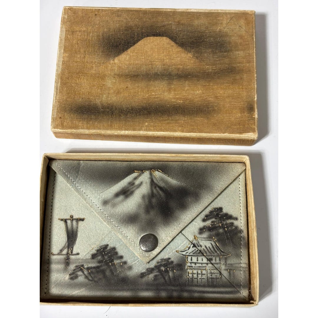 Vintage Japanese Leather Envelope Wallet With Mount Fuji Design - Etsy