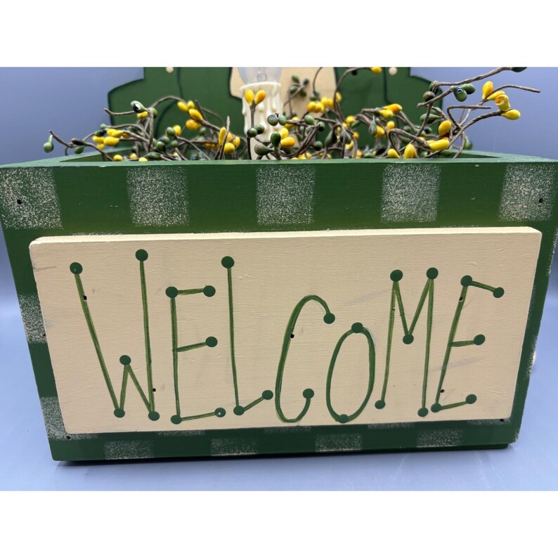 Handmade Wood Frog Welcome Sign Flickering Candle Light Home Decor - Etsy