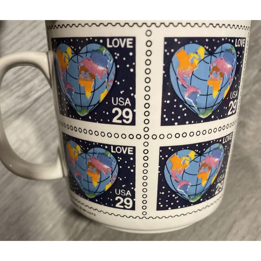 Vtg 90s USPS Papel Postage Stamp Love USA 29 Cents Coffee Mug - Etsy