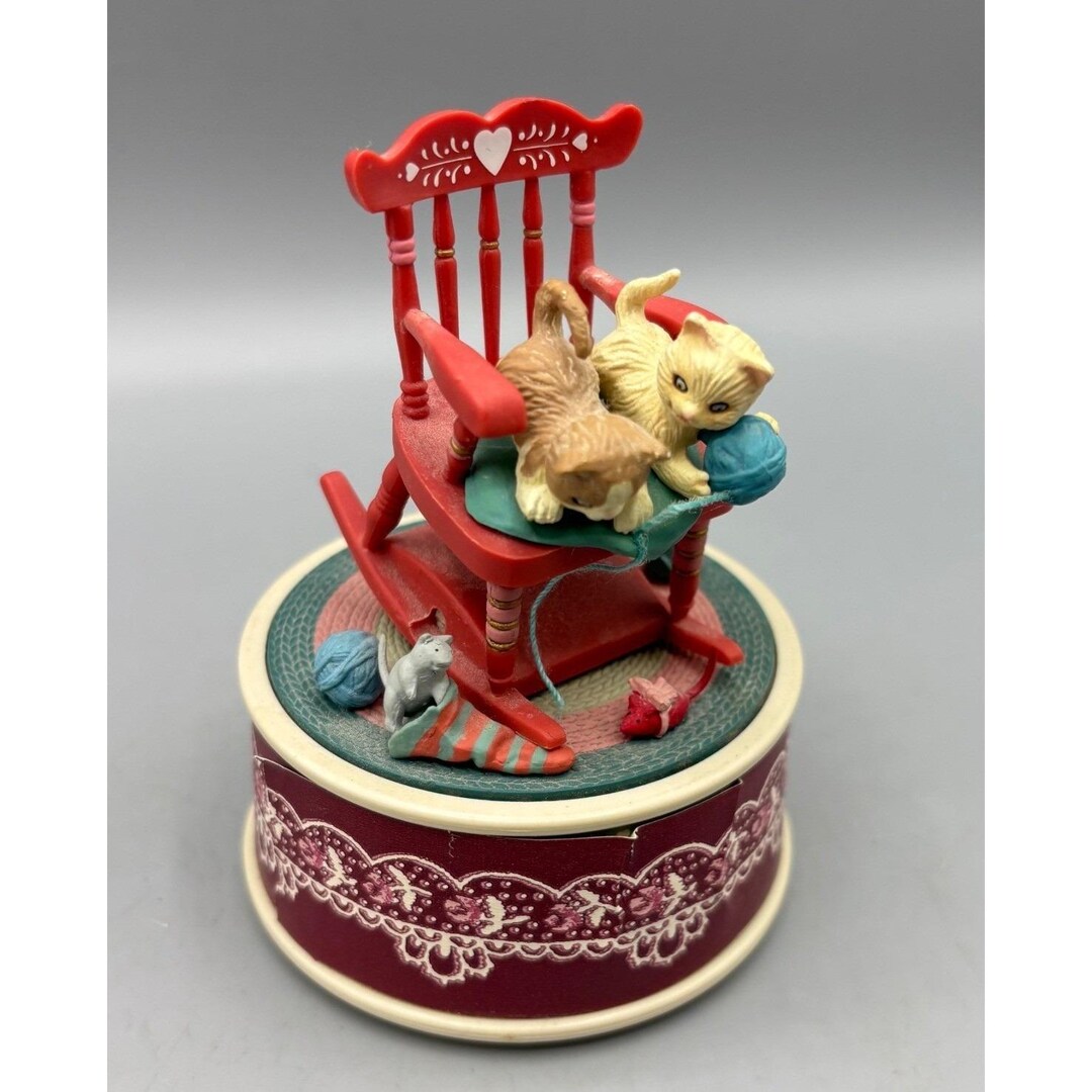 Vtg 1989 Enesco My Favorite Things Music Box Kittens Rocking Chair ...