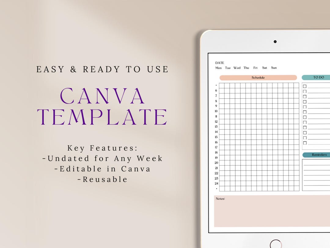 Editable Daily Planner Template Canva Template Customizable Planner for ...