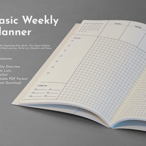Basic Weekly Planner Minimalist Design To-do Lists & Checklist Printable PDF A5 5.8x8.3 In - Etsy