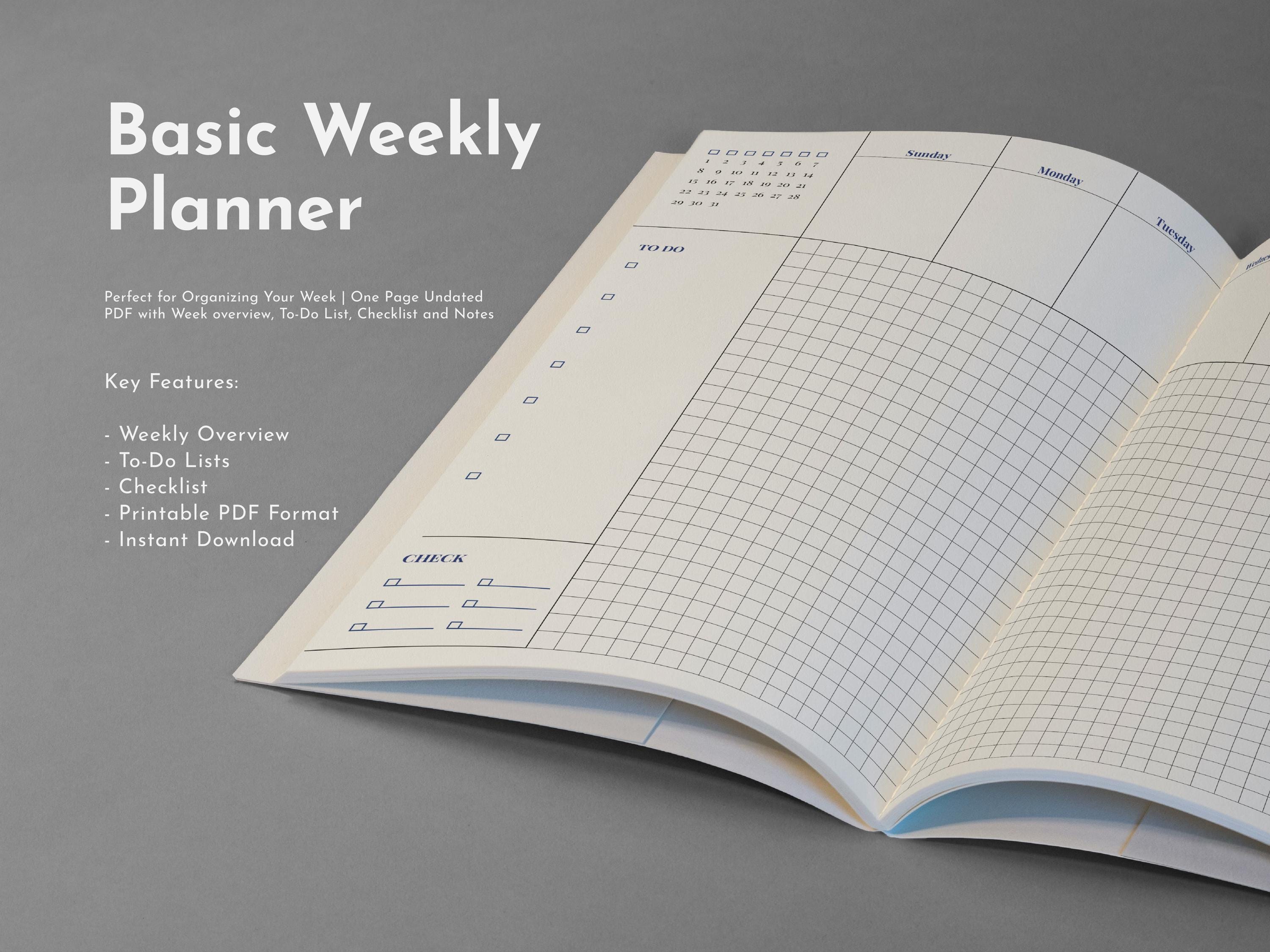 Basic Weekly Planner Minimalist Design To-do Lists & Checklist ...