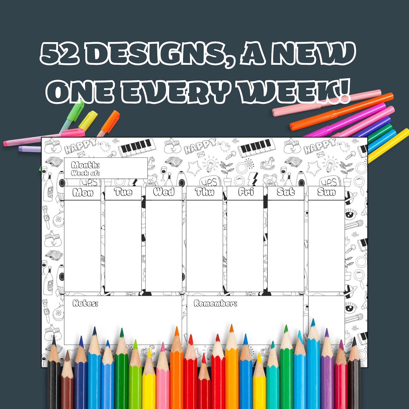 52 Week Doodle Schedule - Etsy