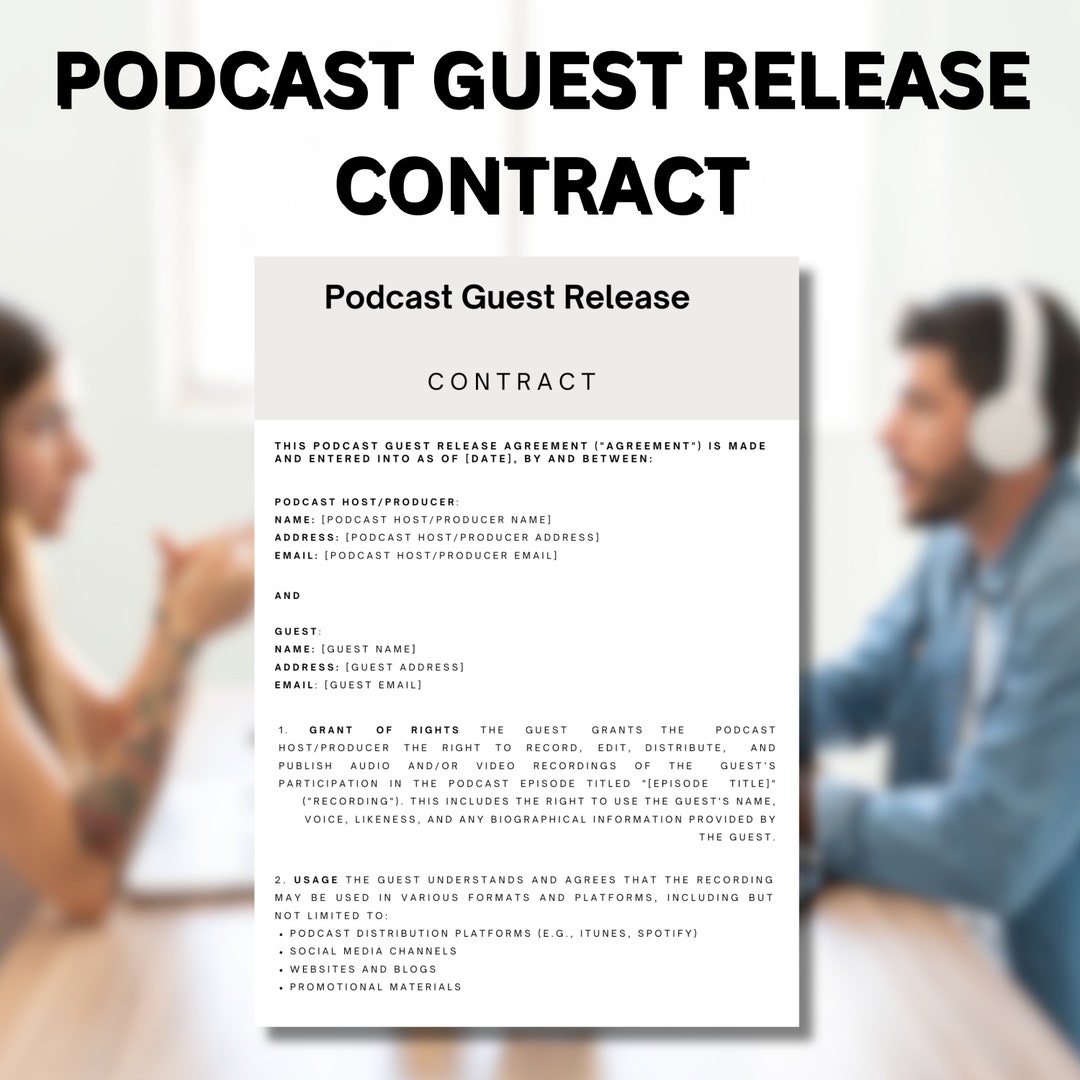 Podcast Guest Release Agreement Contract Template | Professional Legal ...