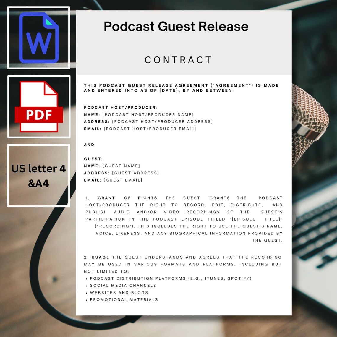 Podcast Guest Release Agreement Contract Template | Professional Legal ...