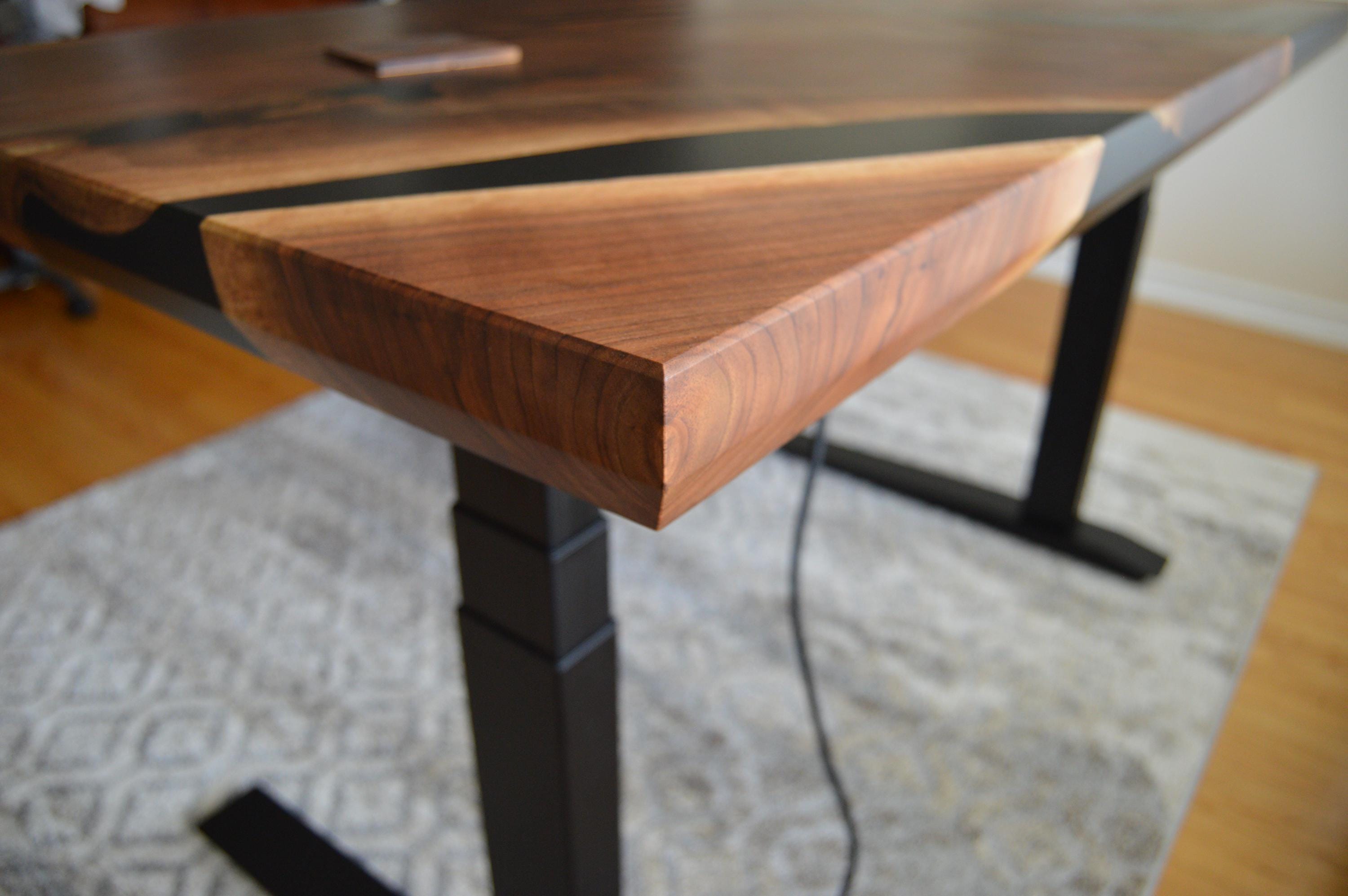Black Walnut and Epoxy Height Adjustable Desk - Etsy