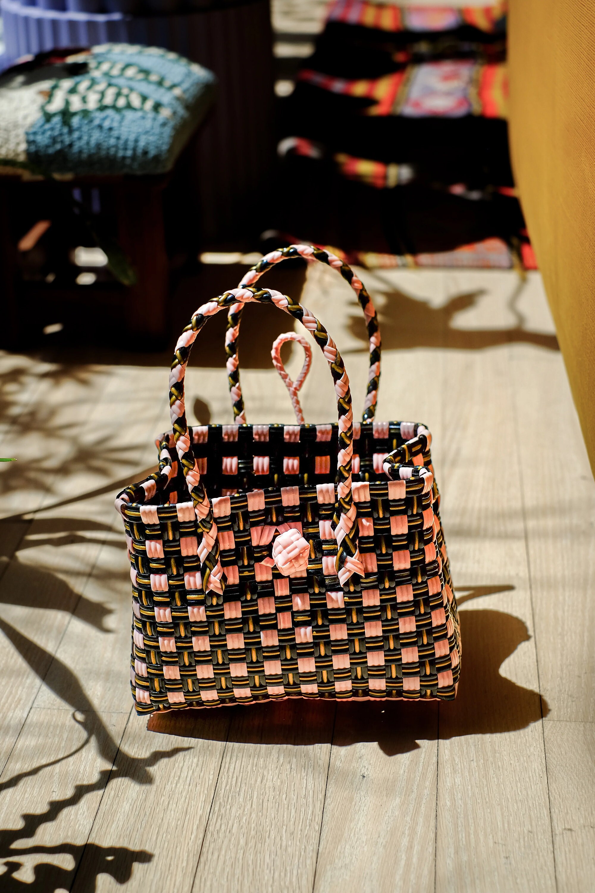 Saigon Birkin Vietnamese Handwoven Recycled Plastic Bag in Black and ...