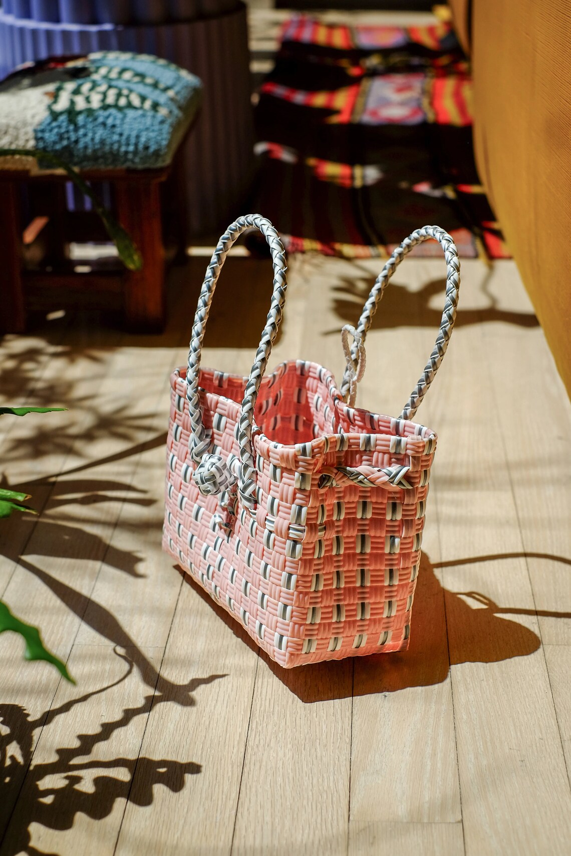 Saigon Birkin Vietnamese Handwoven Recycled Plastic Bag in Light Pink ...