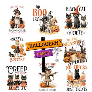 Vintage Halloween Sublimation Bundle Cliparts, Spooky Season ...