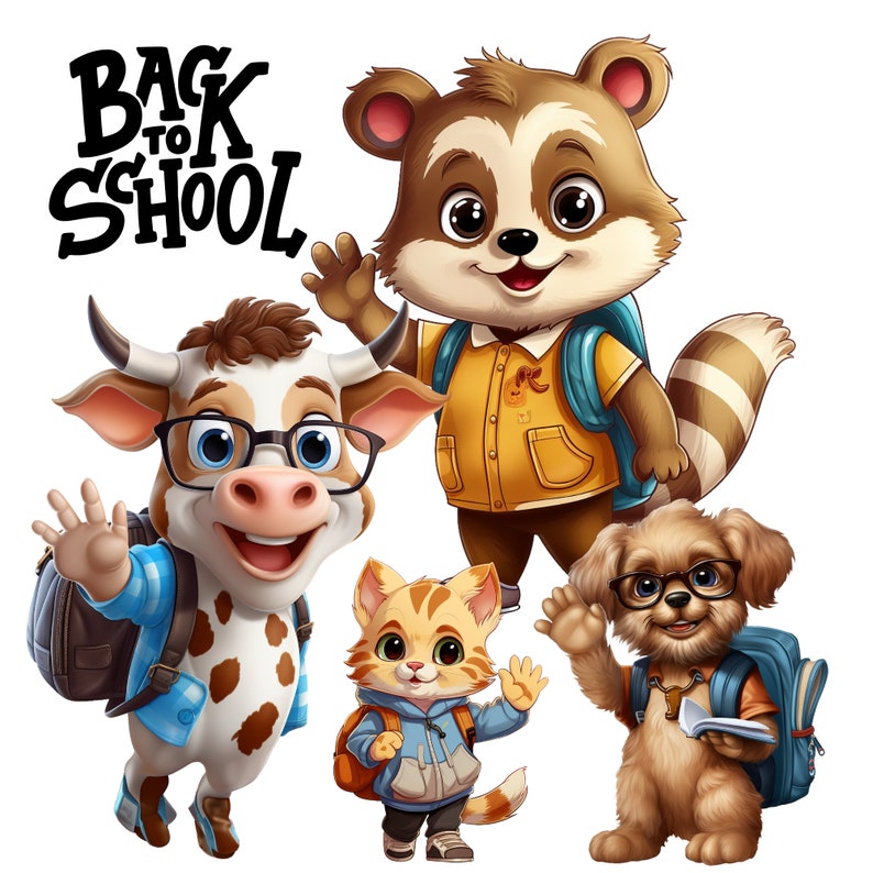 Cute Animal Back to School Clipart, Adventure Animal Clipart, Traveling ...