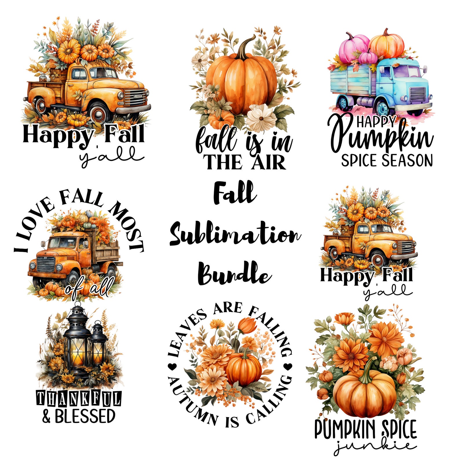 Fall Sublimation Bundle, Fall Png Bundle, Pumpkin PNG, Fall Png, Autumn ...