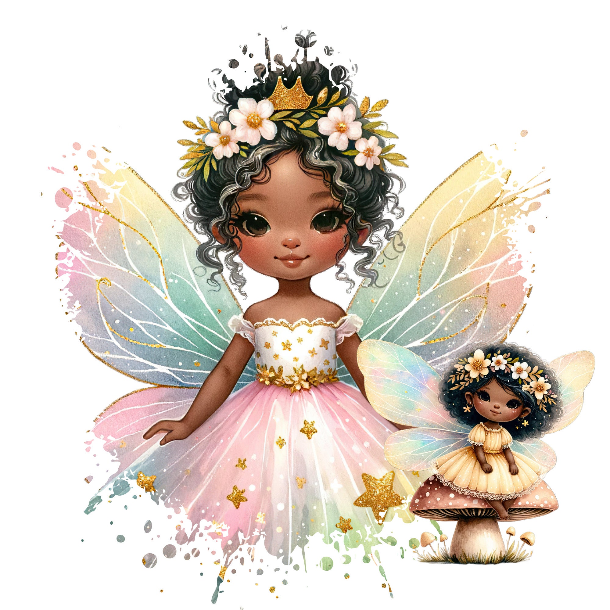 Little Black Fairy African Girl Clipart, African American Fairy, Fairy ...
