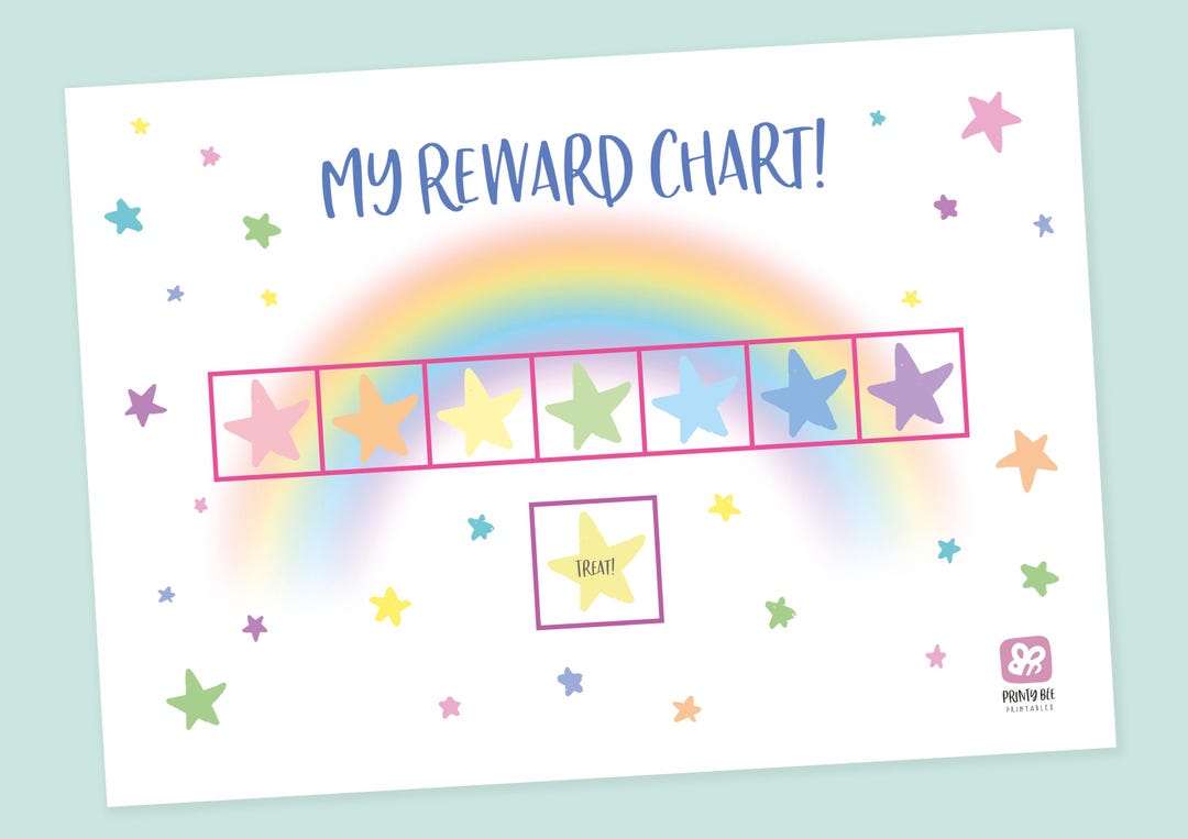 Kids Star Reward Chart - Stars and Rainbows - Download - Printable - Etsy