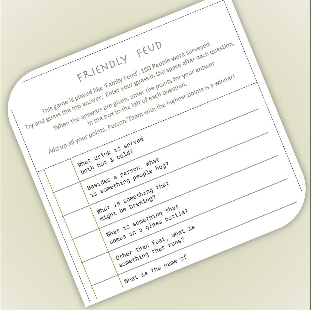 Friendly Feud Group Game for Any Occasion - Etsy