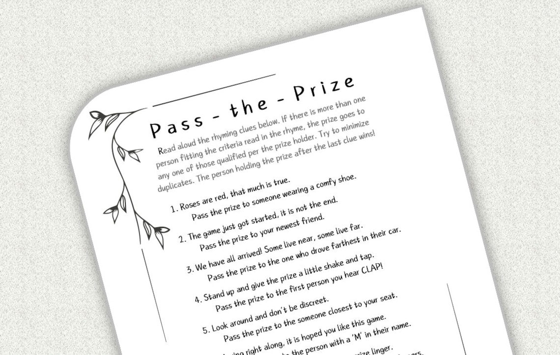 Pass-the-prize; Ice Breaker Game for Any Occasion - Etsy