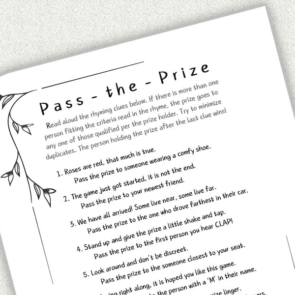Pass the Prize Bridal Shower - Etsy